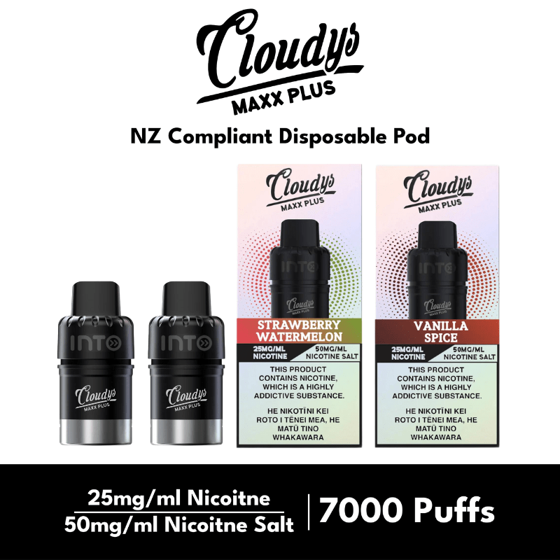 Cloudys Maxx Plus Replacement Pods - 7000 Puffs - 25mg/ml Nicotine - Vapeys NZ - Fast Shipping ...