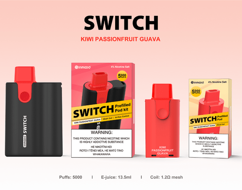Inmood Switch Disposable Pod Vape Kit with reusable battery - 5000 Puffs - 4% (40mg salt ...