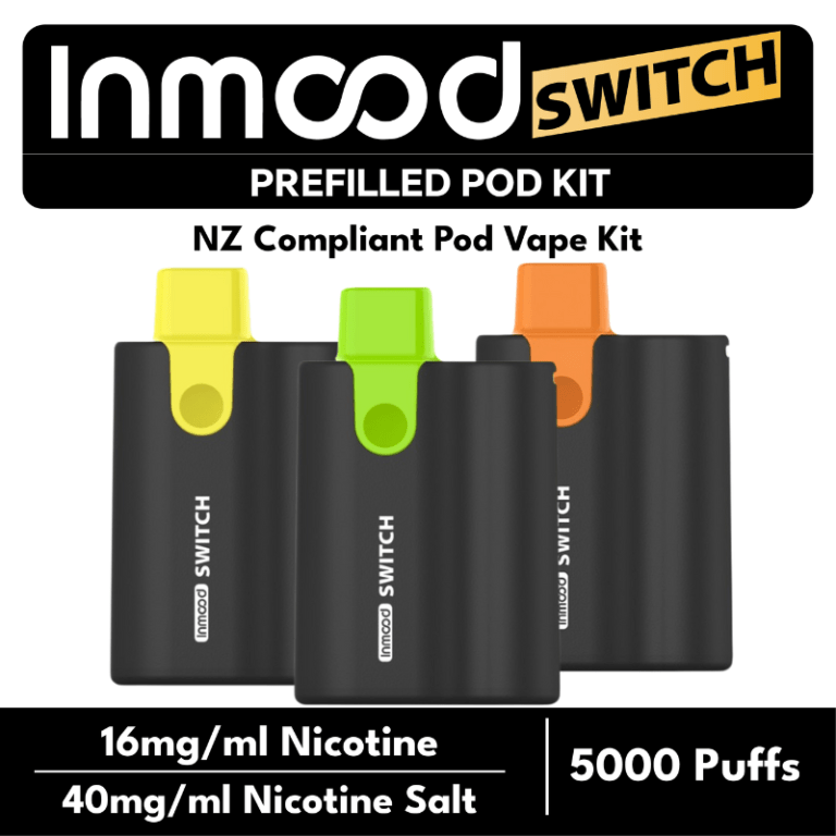 Inmood Switch Pod Vape Kit with reusable battery - 5000 Puffs - 40mg salt nicotine (16mg/ml ...
