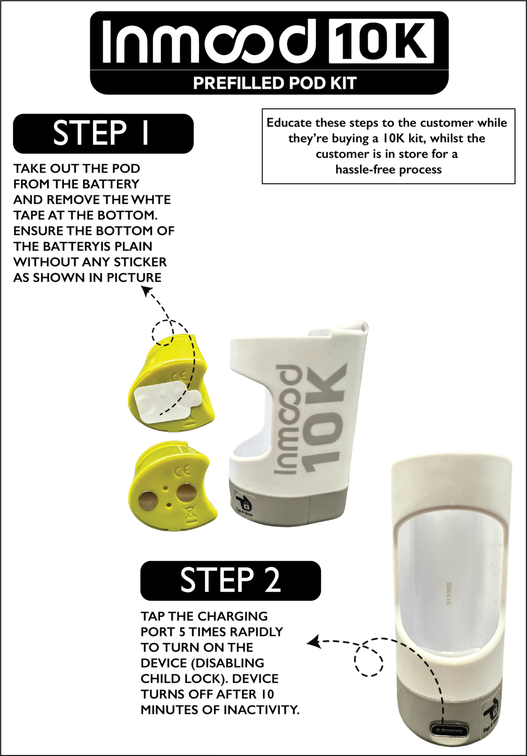 Inmood 10K Closed Pod Vape Kit with reusable battery - 10000 Puffs - 4% ...