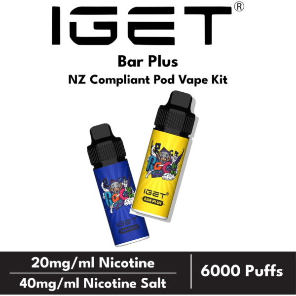 IGET - Bar Plus Disposable Vape Kit - 6000 Puffs - 20mg Nicotine with ...