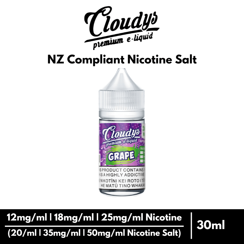 Grape - Cloudys Premium E- Liquid Nic Salt 30 ml - Vapeys NZ - Fast ...