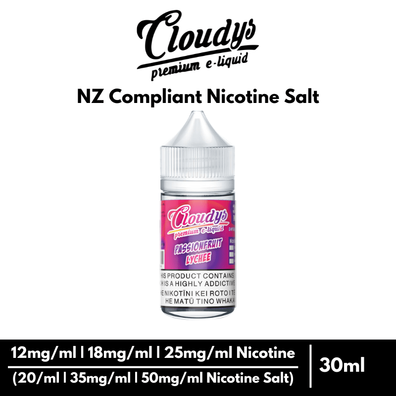 Passionfruit Lychee - Cloudys Premium E- Liquid Nic Salt 30 ml - Vapeys NZ - Fast Shipping ...