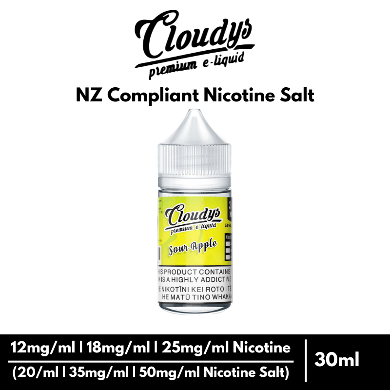 Sour Apple - Cloudys Premium E-Liquid- Nic Salt 30ml - Vapeys NZ - Fast ...